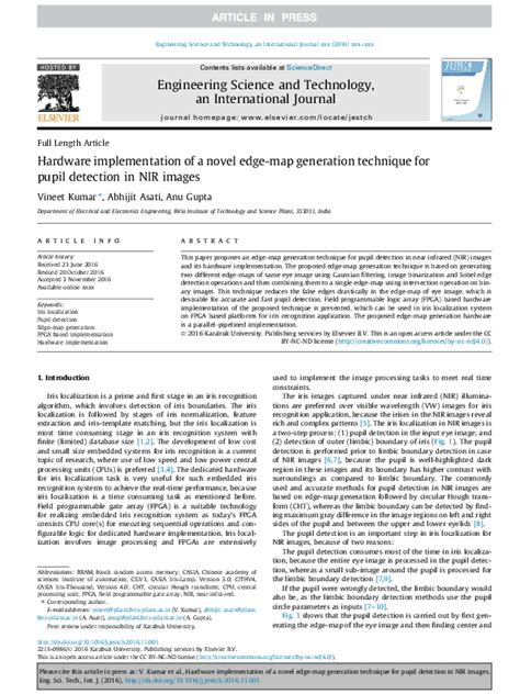 Pdf Hardware Implementation Of A Novel Edge Map Generation Technique For Pupil Detection In