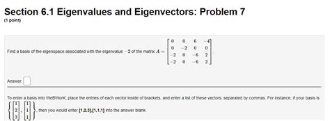 Solved Section 6.1 Eigenvalues and Eigenvectors: Problem 7 | Chegg.com