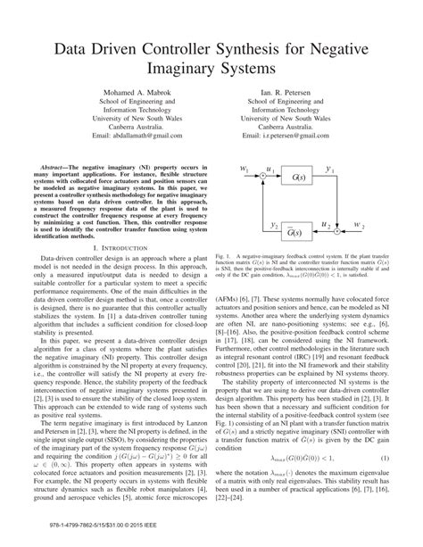 Pdf Data Driven Controller Synthesis For Negative Imaginary Systems