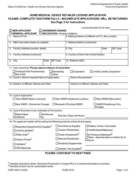 Form Cdph8679 Download Fillable Pdf Or Fill Online Home Medical Device Retailer License