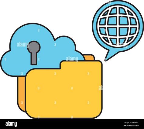 Cloud Computing Folder World Data Technology Vector Illustration Stock