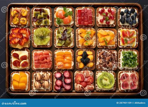 Toast With Different Toppings Arranged In A Grid Stock Illustration Illustration Of Generative Toast With Different Toppings Arranged In A Grid Stock Illustration Illustration Of Generative