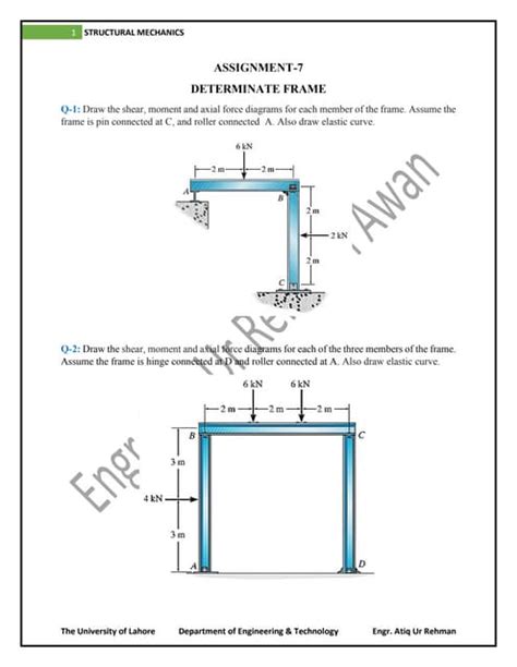 Structure Analysis Assignment 7 Determinate Frame Analysis Pdf