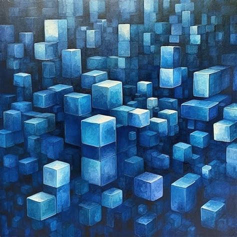 Premium Ai Image Abstract Blue Cubes Generative Ai
