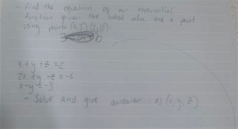 Solved Find The Equation Of An Exponential Function Given