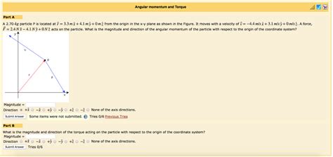 solved angular momentum and torque part a a 2 70 kg particle