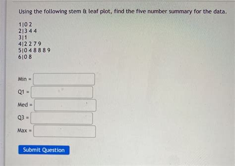 solved using the following stem and leaf plot find the five