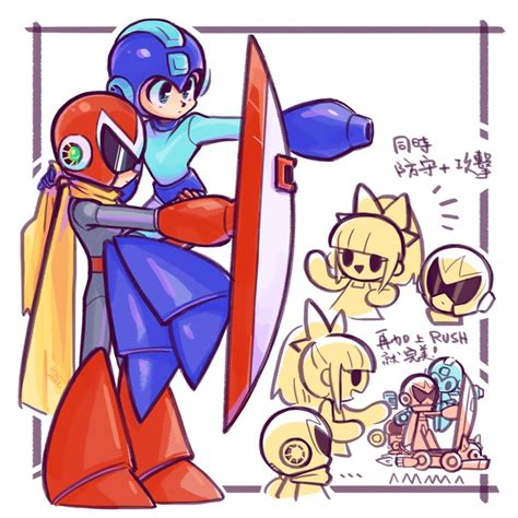 roll, mega man, proto man, and rush (mega man and 1 more) drawn by laser-lance | Danbooru