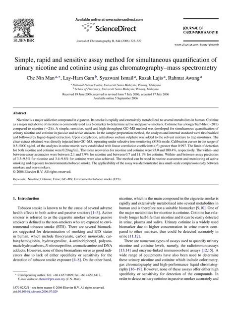 Pdf Simple Rapid And Sensitive Assay Method For Simultaneous Quantification Of Urinary