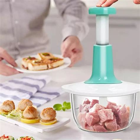 Hand Press Push Food Processor Chopper Chopping Fruits Vegetable Slicer