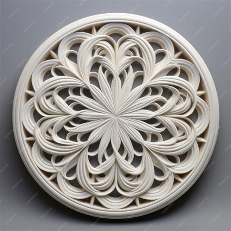 Elaborate 3d Hemp Pattern Carved White Foam Circular Bentwood Style