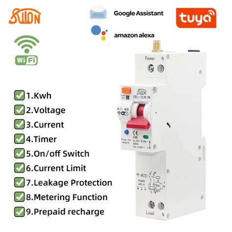 Tuya 1p Single Phase Rcbo Wifi Smart Energy Meter Kwh Metering Monitoring Circuit Breaker Timer