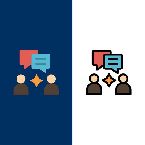 Man Group Chatting Icons Flat And Line Filled Icon Set Vector Blue Background 15173300 Vector
