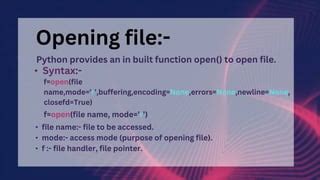 File Handling Basic Operation On File In Python PPTX