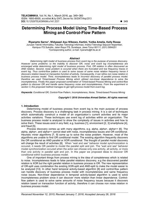 Pdf Determining Process Model Using Time Based Process Mining And Control Flow Pattern