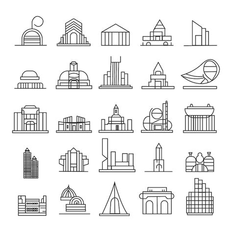 Premium Vector Set Line Icons Of Architectural Outline Vector Set