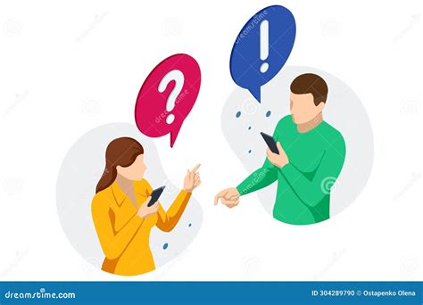 Isometric Question Marks Message Box With Question Chatbot Technology