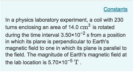 solved constants in a physics laboratory experiment a coil