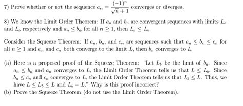 Solved 1n 7 Prove Whether Or Not The Sequence An → Vn1