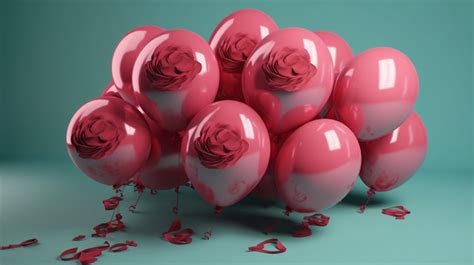 빨간 장미 풍선 3d 미리보기 173087 배경에 고립 된 15 장미 풍선의 3d 일러스트 고화질 사진 사진 배경