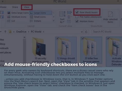 the add mouse friendly checkboxes to icons menu