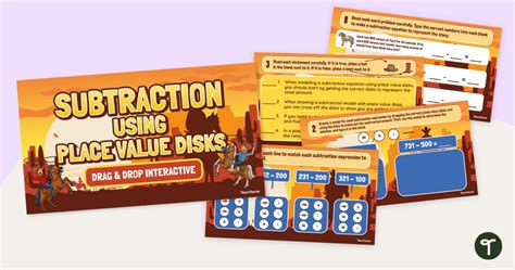 subtraction using place value disks interactive slides teach starter