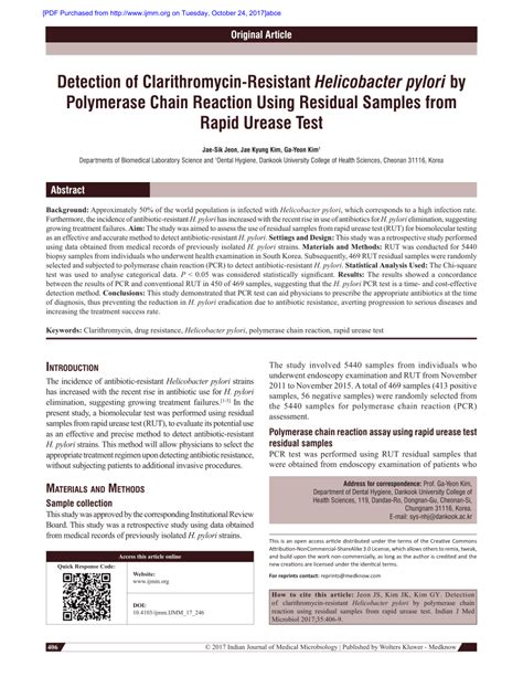 Pdf Detection Of Clarithromycin Resistant Helicobacter Pylori By
