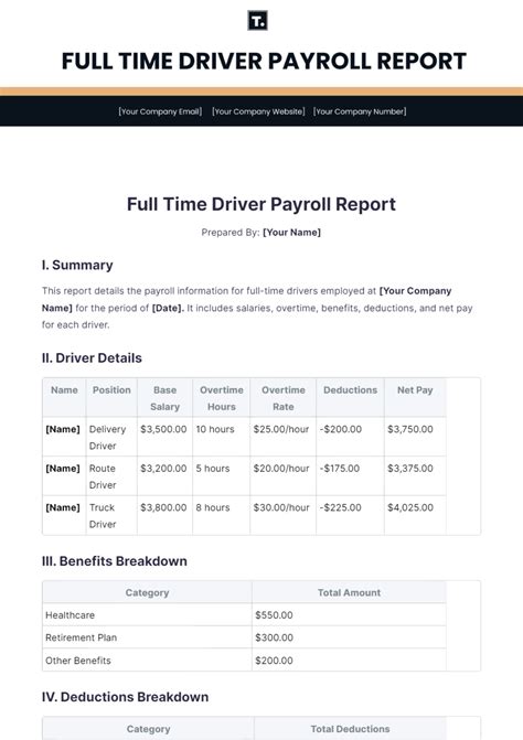 Free Payroll Report Templates To Edit Online And Print