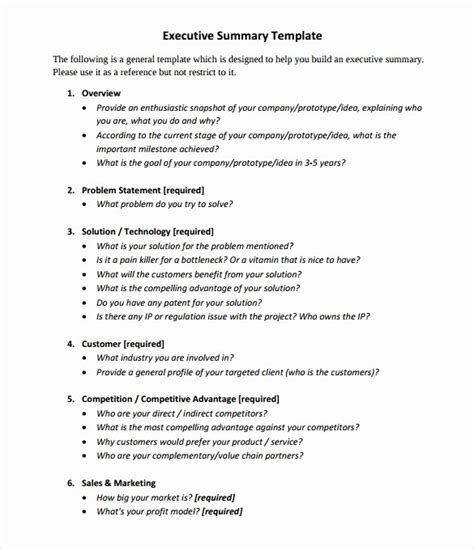 Summary Document Template Peterainsworth