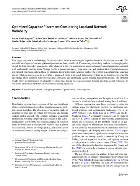 Pdf Capacitor Placement For Load And Network Variability