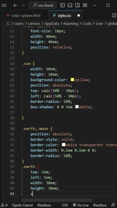Solar System Html Css Youtubeshorts Ytshorts Shorts Htmlcss Youtube