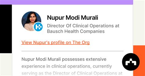 Nupur Modi Murali Director Of Clinical Operations At Bausch Health Companies The Org