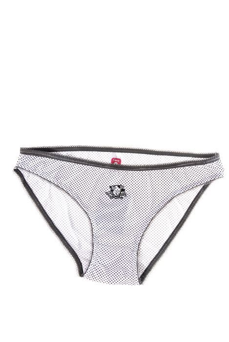 Chiloti Albi Cu Buline Gri Si Imprimeu Imagine