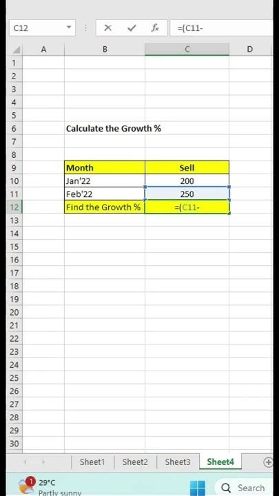 How To Calculate Growth Percentage In Excel Exceltutorial Excel Youtube