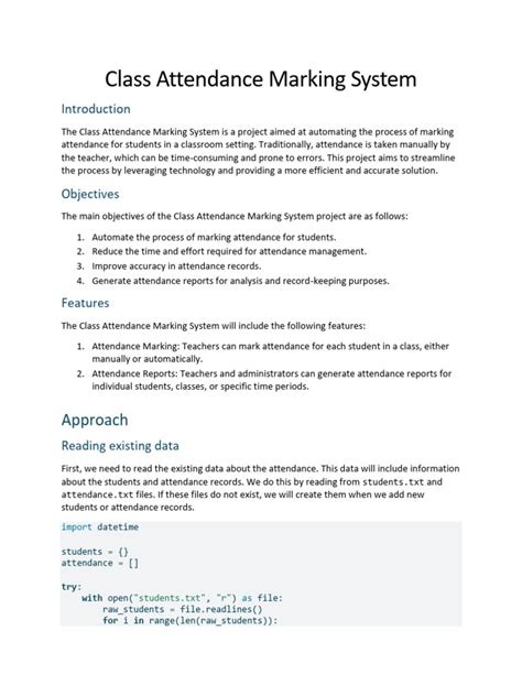 Class Attendance Marking System Pdf