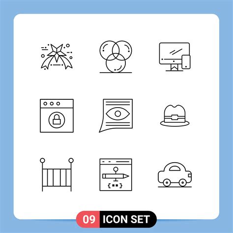 Set Of 9 Modern Ui Icons Symbols Signs For Contact Mac Computer Lock Mobile Editable Vector