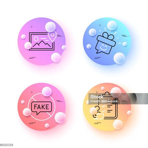 Smile Checklist And Photo Location Minimal Line Icons For Web Application Printing Vector Stock