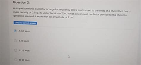 Question A Simple Harmonic Oscillator Of Angular Frequency Hz Is A