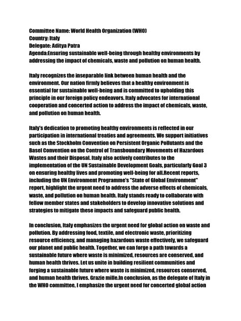 Gsl Speech By Italy Version 1 Who Pdf Waste Sustainability Gsl Speech By Italy Version 1 Who Pdf Waste Sustainability
