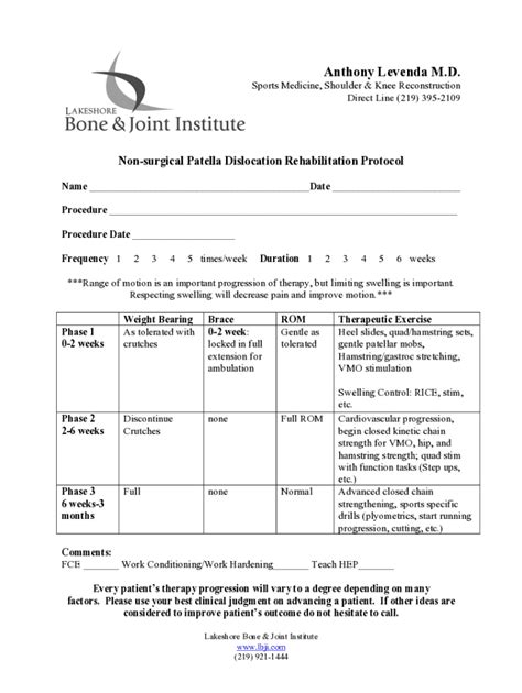 Fillable Online Nonsurgical Patella Dislocation Rehabilitation Protocol Pdf Fax Email Print