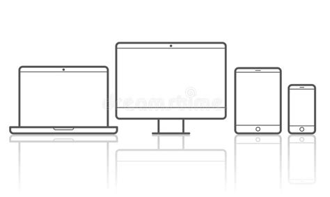 Devices Vector Line Icons For Responsive Design Stock Vector Illustration Of Connection