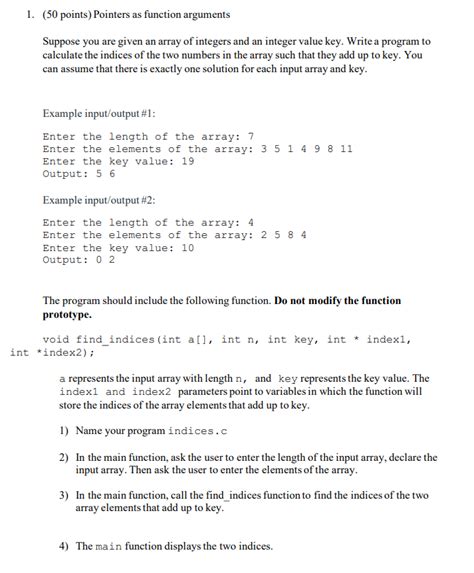 Solved 1 50 Points Pointers As Function Arguments Suppose