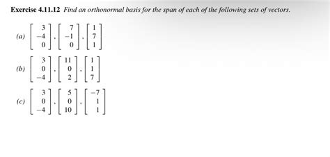 Solved Exercise Find An Orthonormal Basis For The Chegg Com