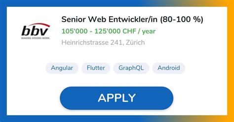 Swissdevjobs On Linkedin Senior Web Entwicklerin 80 100 Job In