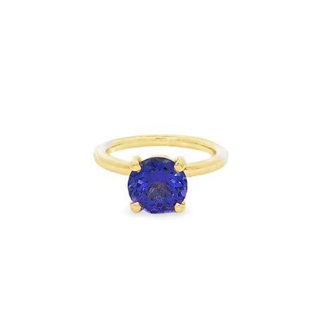 2 23 Carats Intense Bv Violet Round Shaped Tanzanite Ring The Tanzanite Experience