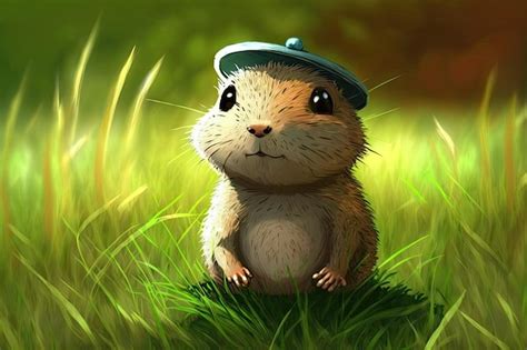 Premium Ai Image Luffy A Cute Gopher Was Sitting In The Sun On A Green Meadow