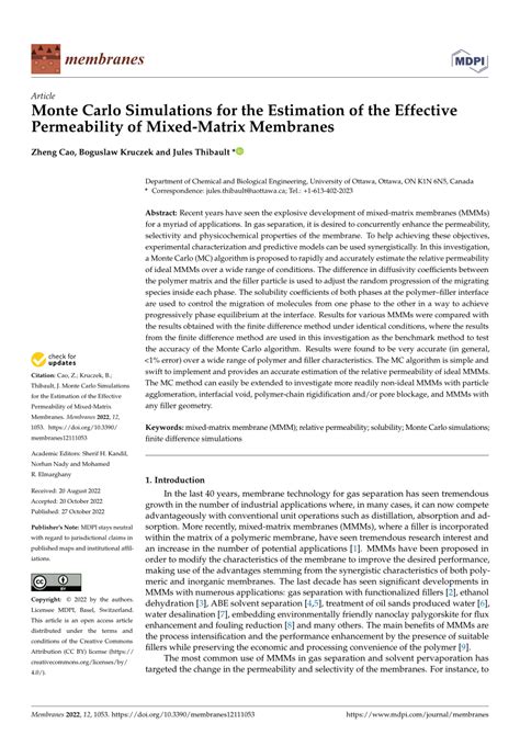 PDF Monte Carlo Simulations For The Estimation Of The Effective Permeability Of Mixed Matrix