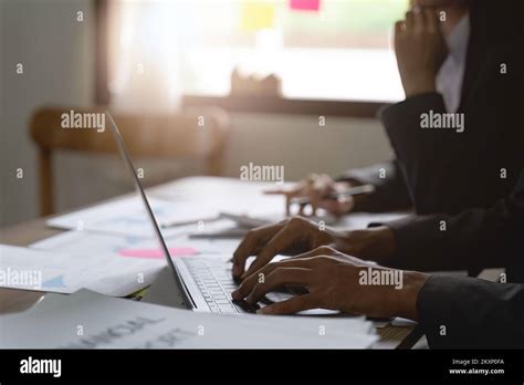 Business Team Collaboration Discussing Working Analyzing With Financial Data And Marketing