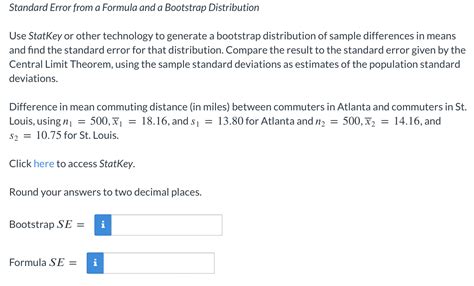 Solved Standard Error From A Formula And A Bootstrap