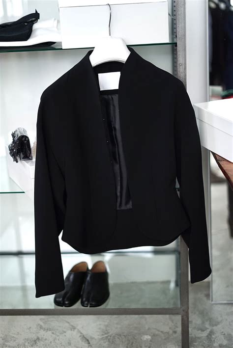 Mame Kurogouchi Triacetate Polyester Collarless Short Jacket Black